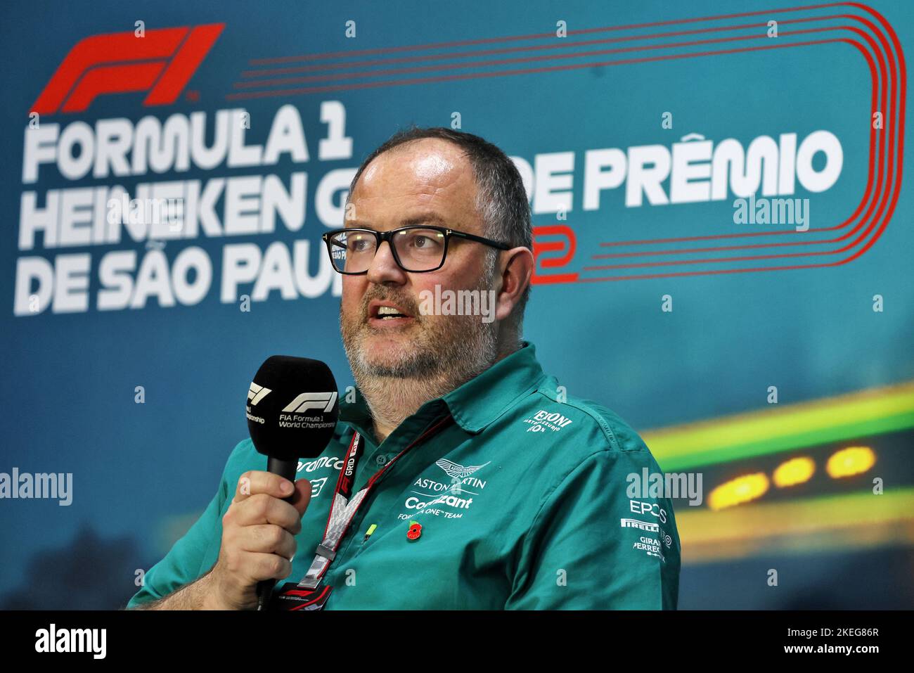 FIA presse conference with Tom McCullough (GBR) Aston Martin F1 Team ...