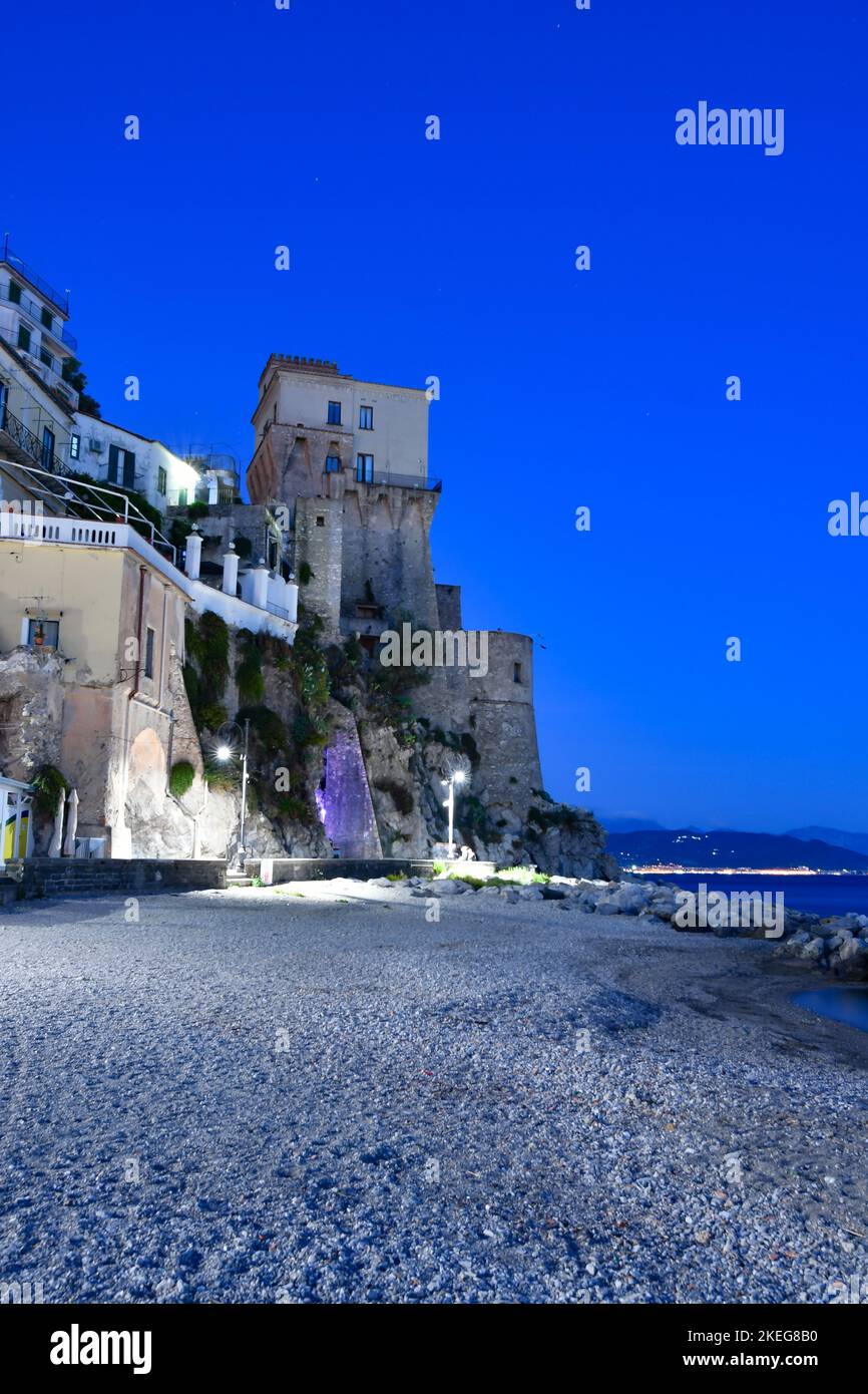 The beach of Cetara, a village in the province of Salerno, Italy Stock ...