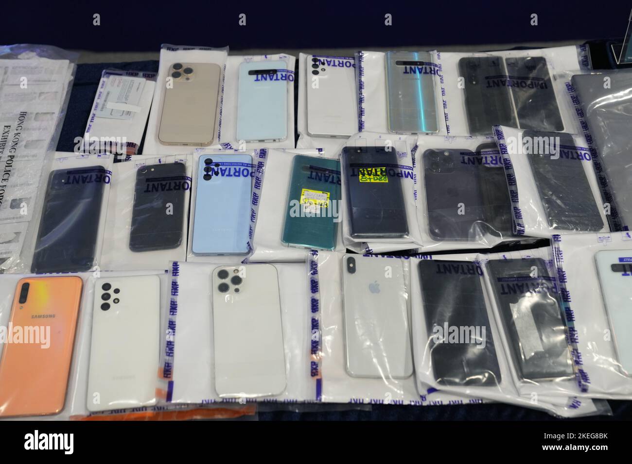 Seized items, including smart phones and SIM cards which were used to ...