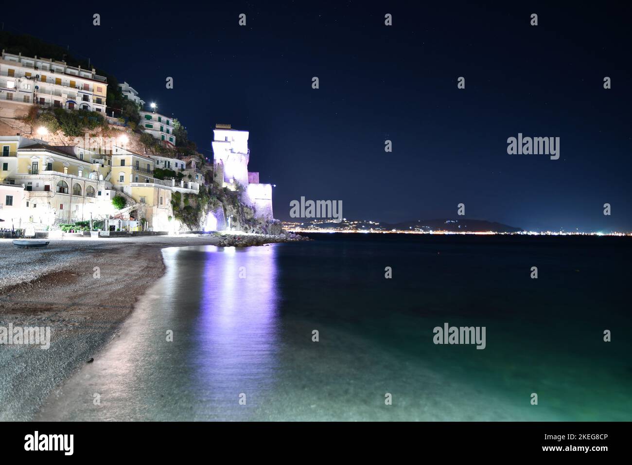 The beach of Cetara, a village in the province of Salerno, Italy Stock ...