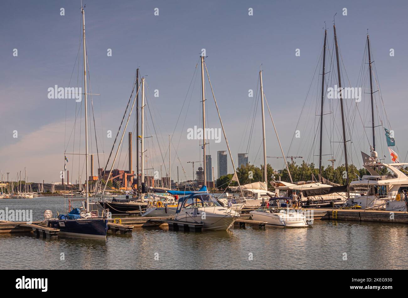 Helsinki, Finland - July 20, 2022: Pohjoissatama Harbor. Row of sailing ...