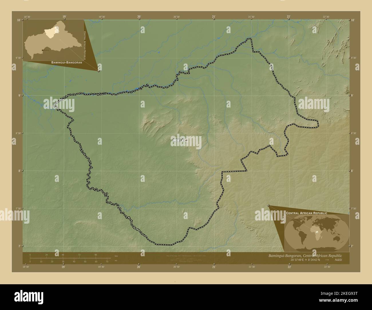 Bamingui-Bangoran, prefecture of Central African Republic. Colored ...