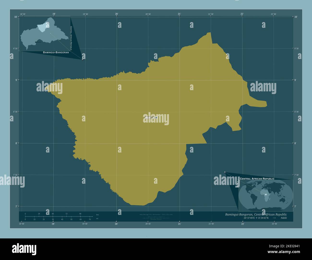 Bamingui-Bangoran, prefecture of Central African Republic. Solid color ...