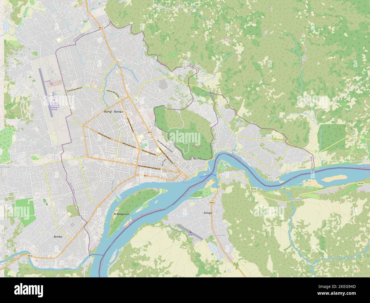 Bangui, autonomous commune of Central African Republic. Open Street Map ...