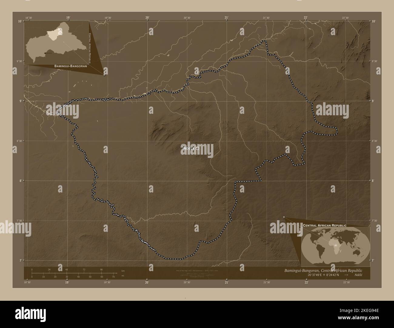 Bamingui-Bangoran, prefecture of Central African Republic. Elevation ...