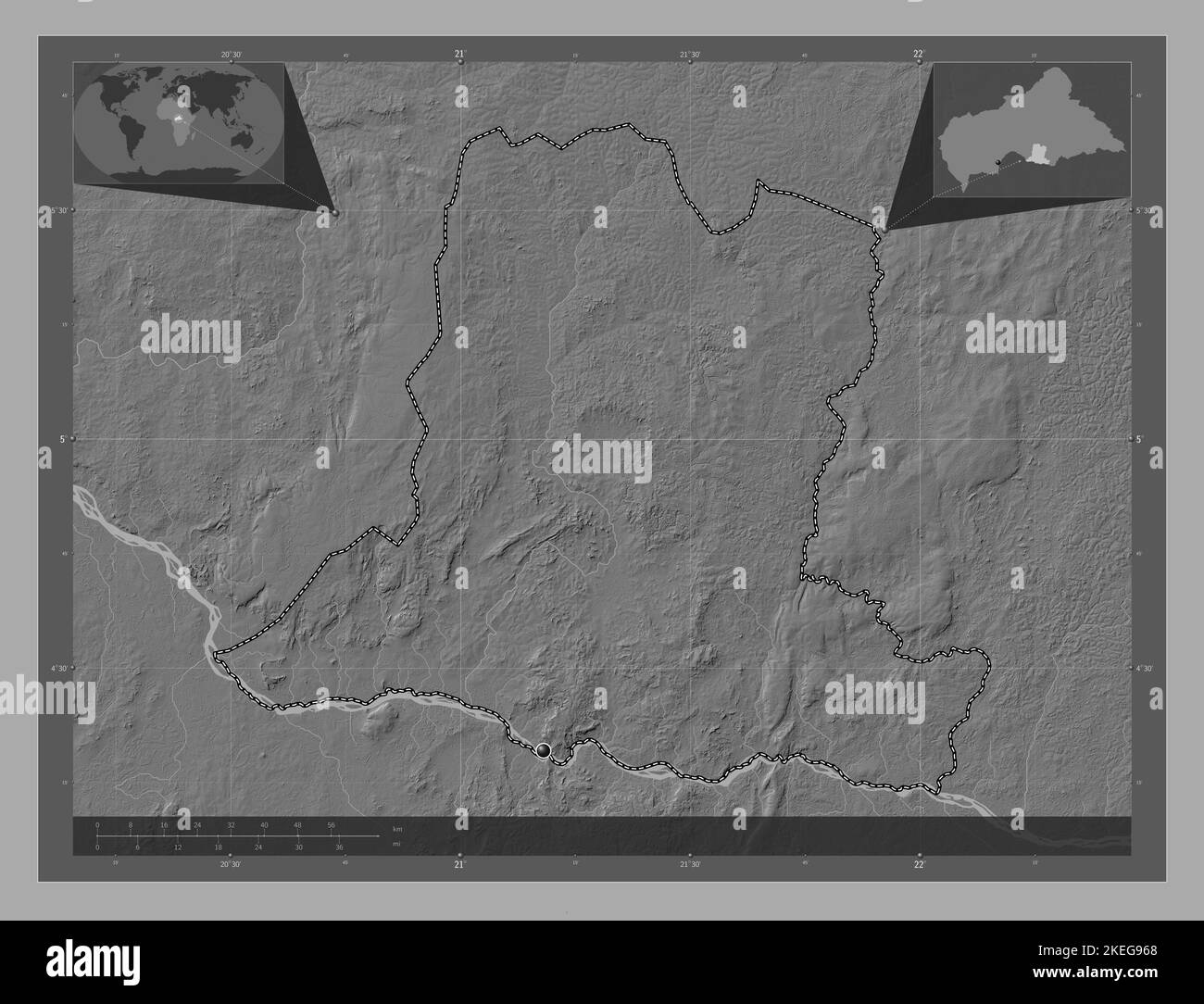 Basse-Kotto, prefecture of Central African Republic. Bilevel elevation ...
