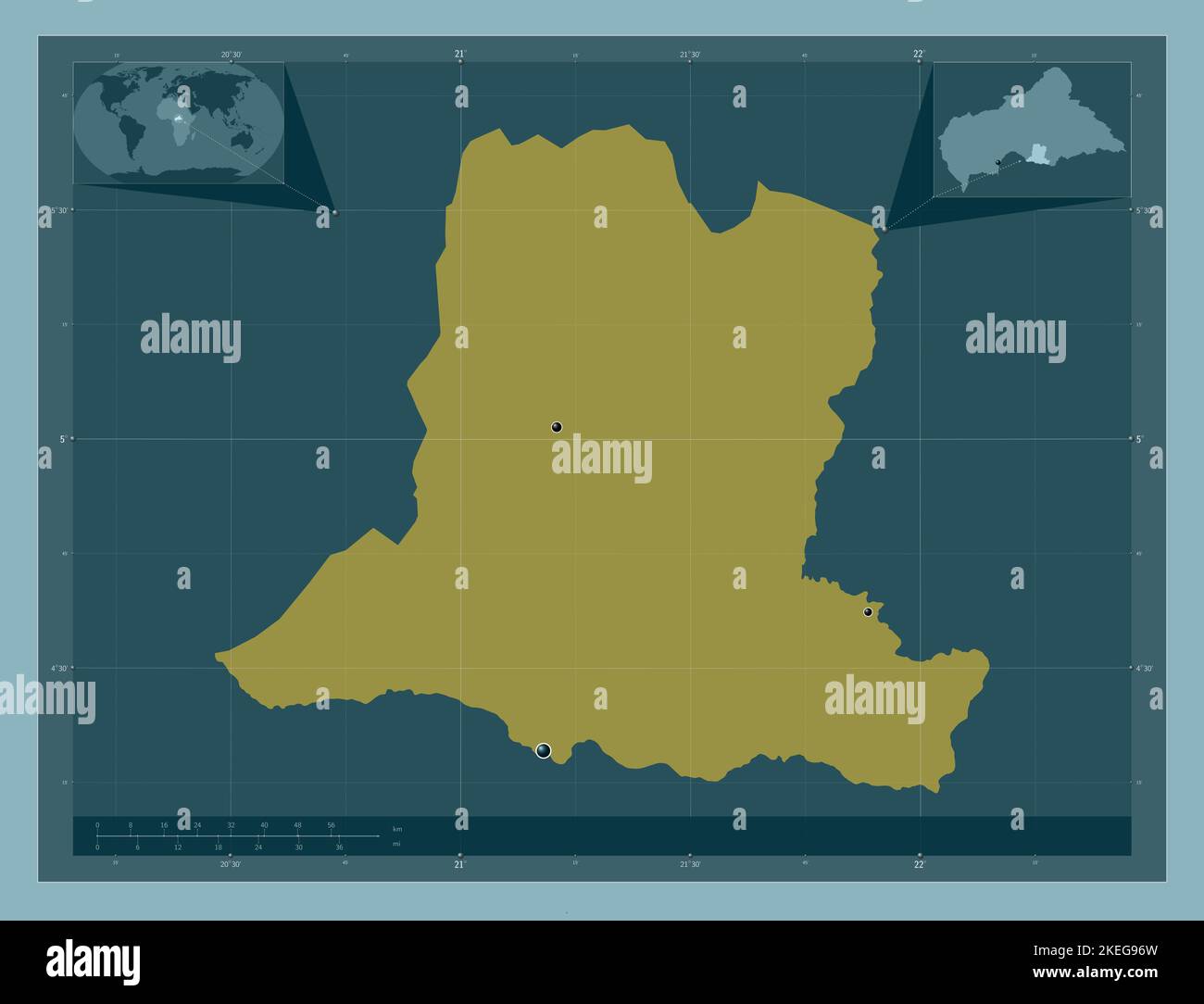 Basse-Kotto, prefecture of Central African Republic. Solid color shape ...