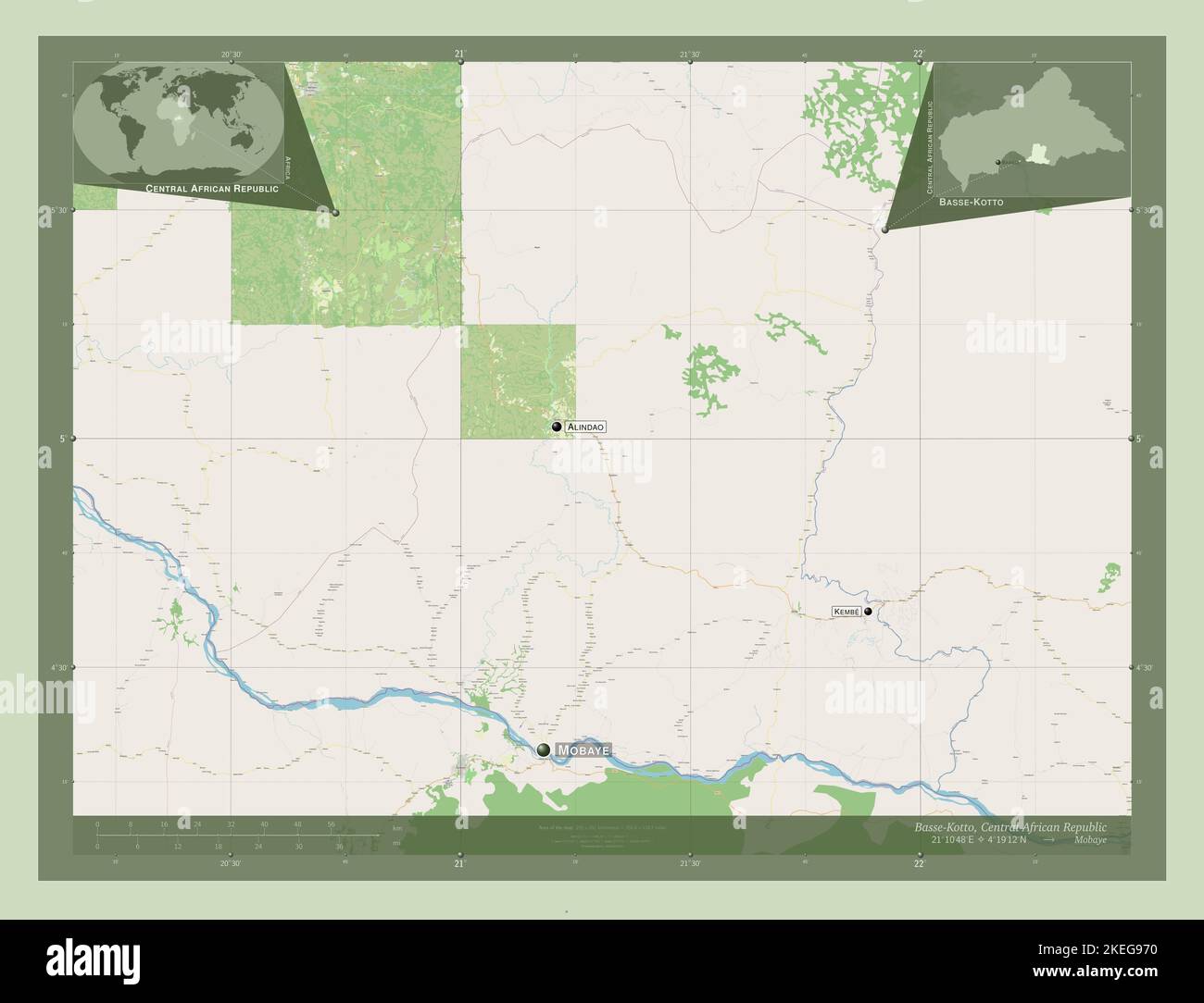 Basse-Kotto, prefecture of Central African Republic. Open Street Map ...