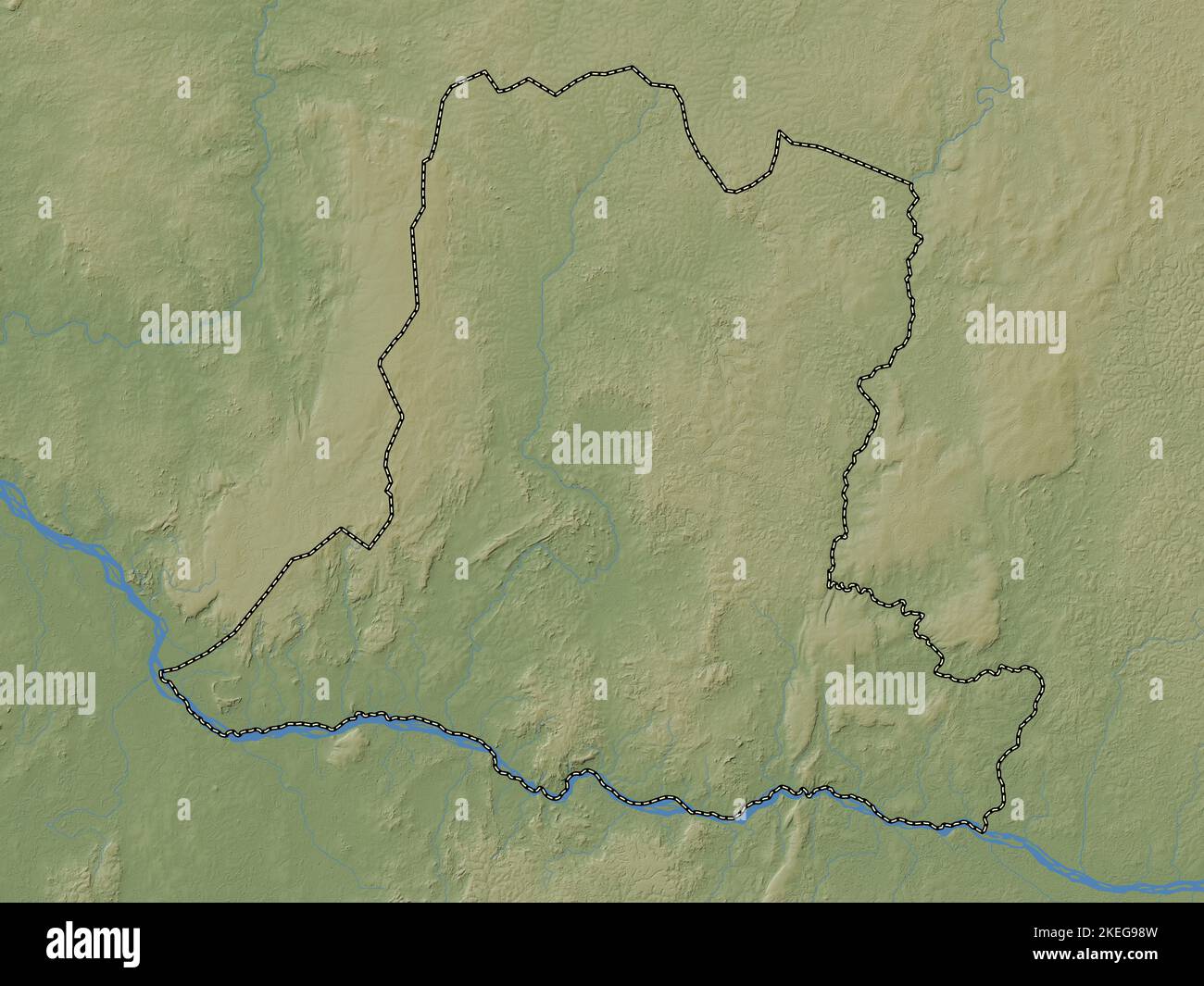 Basse-Kotto, prefecture of Central African Republic. Colored elevation ...