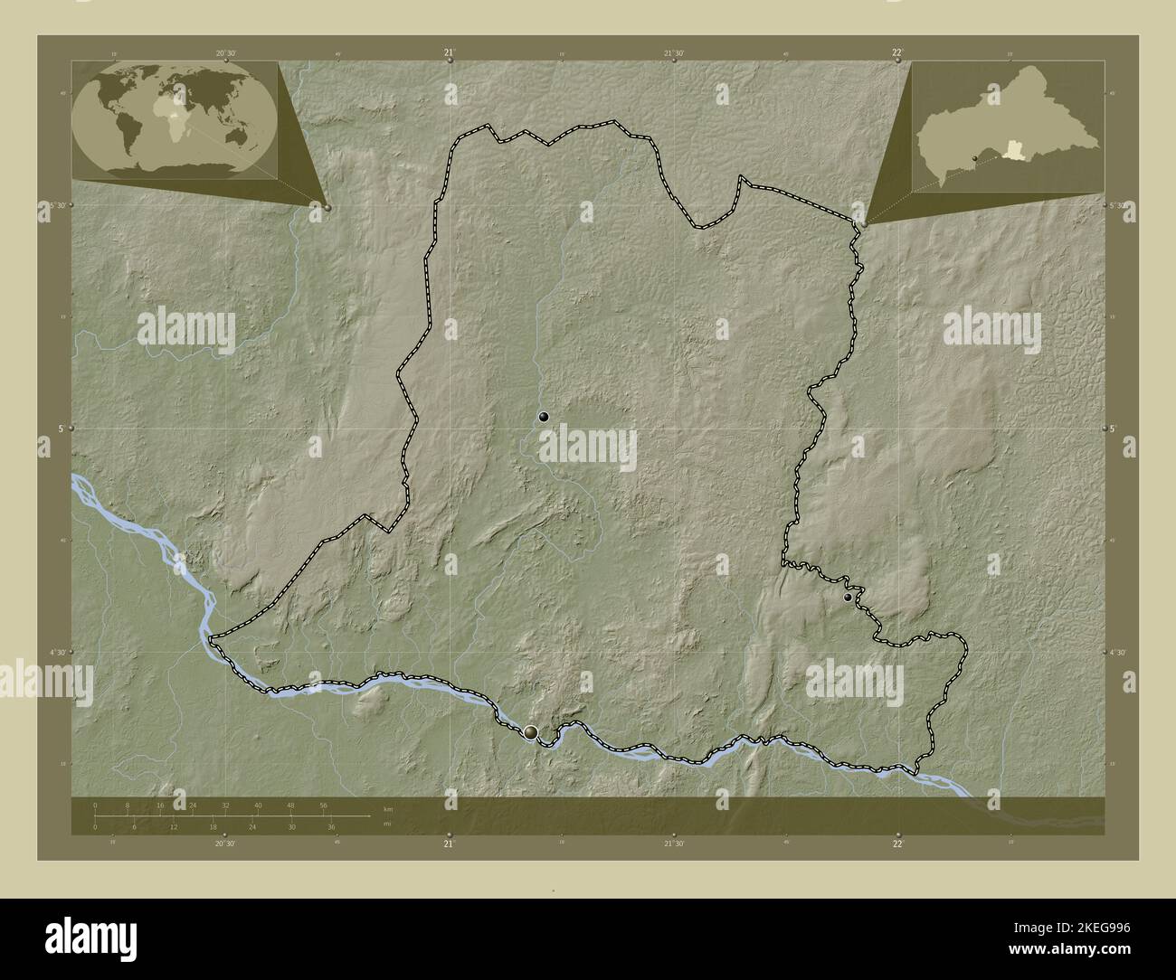 Basse-Kotto, prefecture of Central African Republic. Elevation map ...
