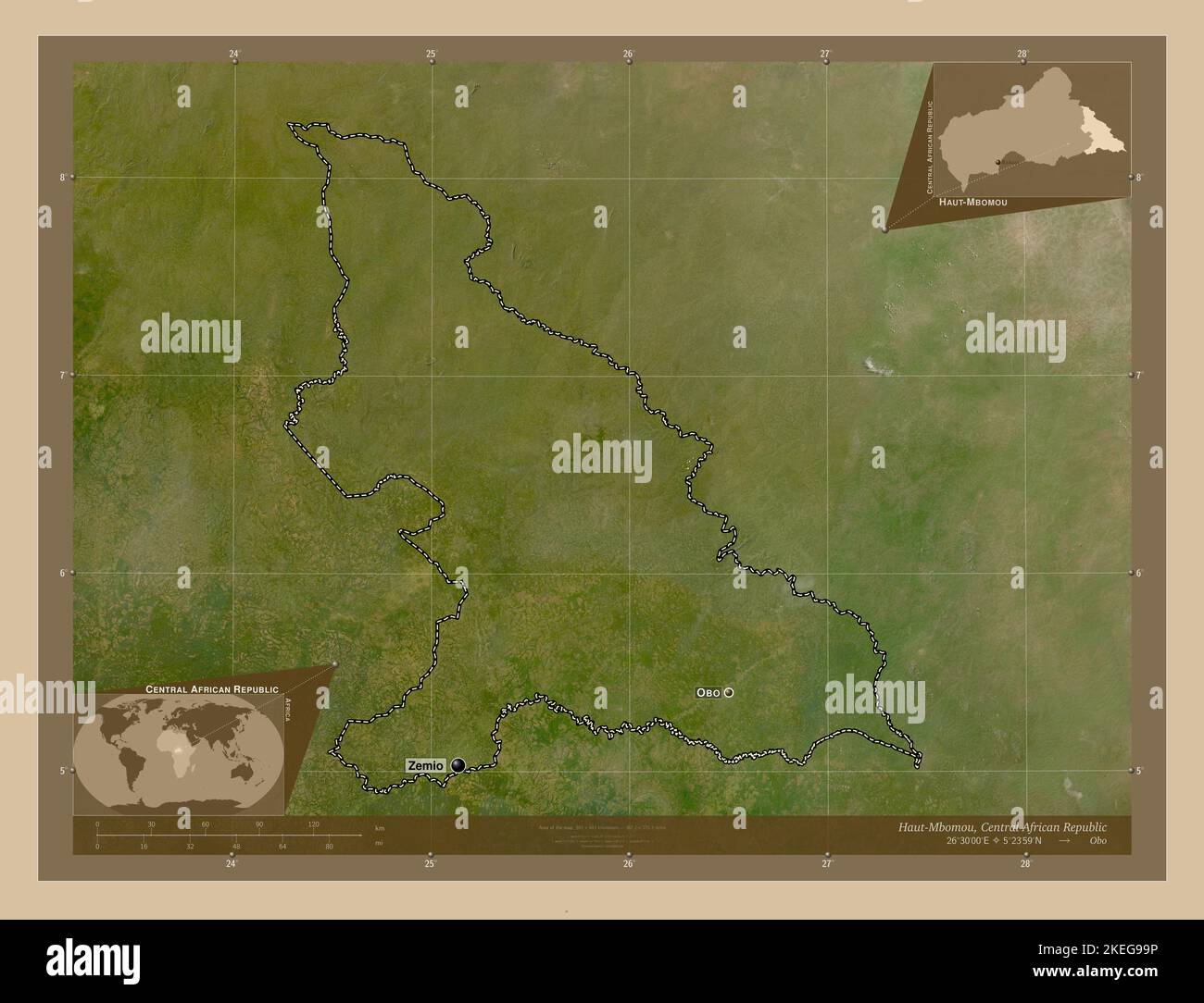 Haut-Mbomou, prefecture of Central African Republic. Low resolution ...