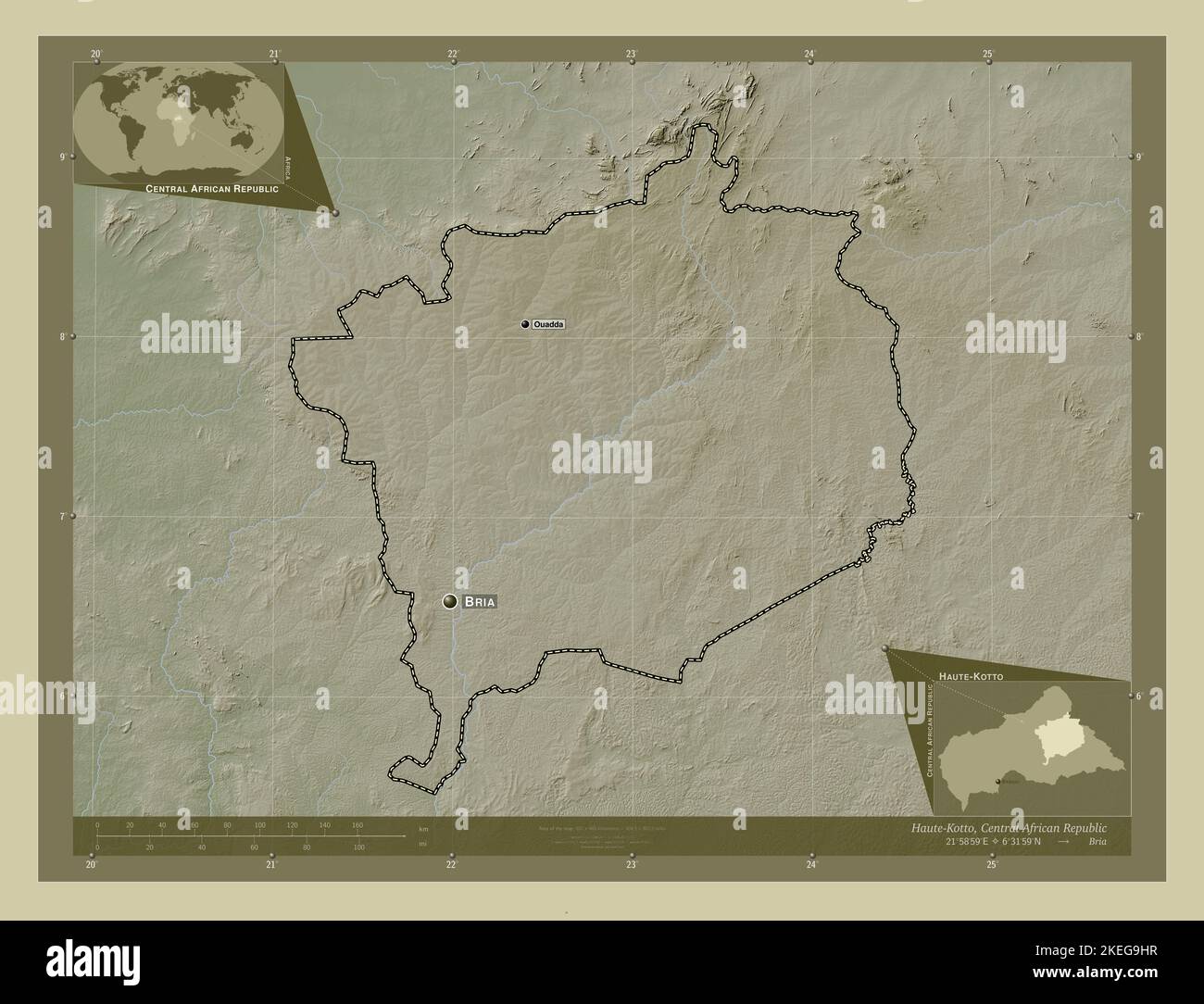 Haute-Kotto, prefecture of Central African Republic. Elevation map ...