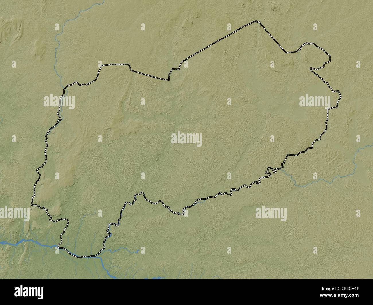 Mbomou, prefecture of Central African Republic. Colored elevation map ...