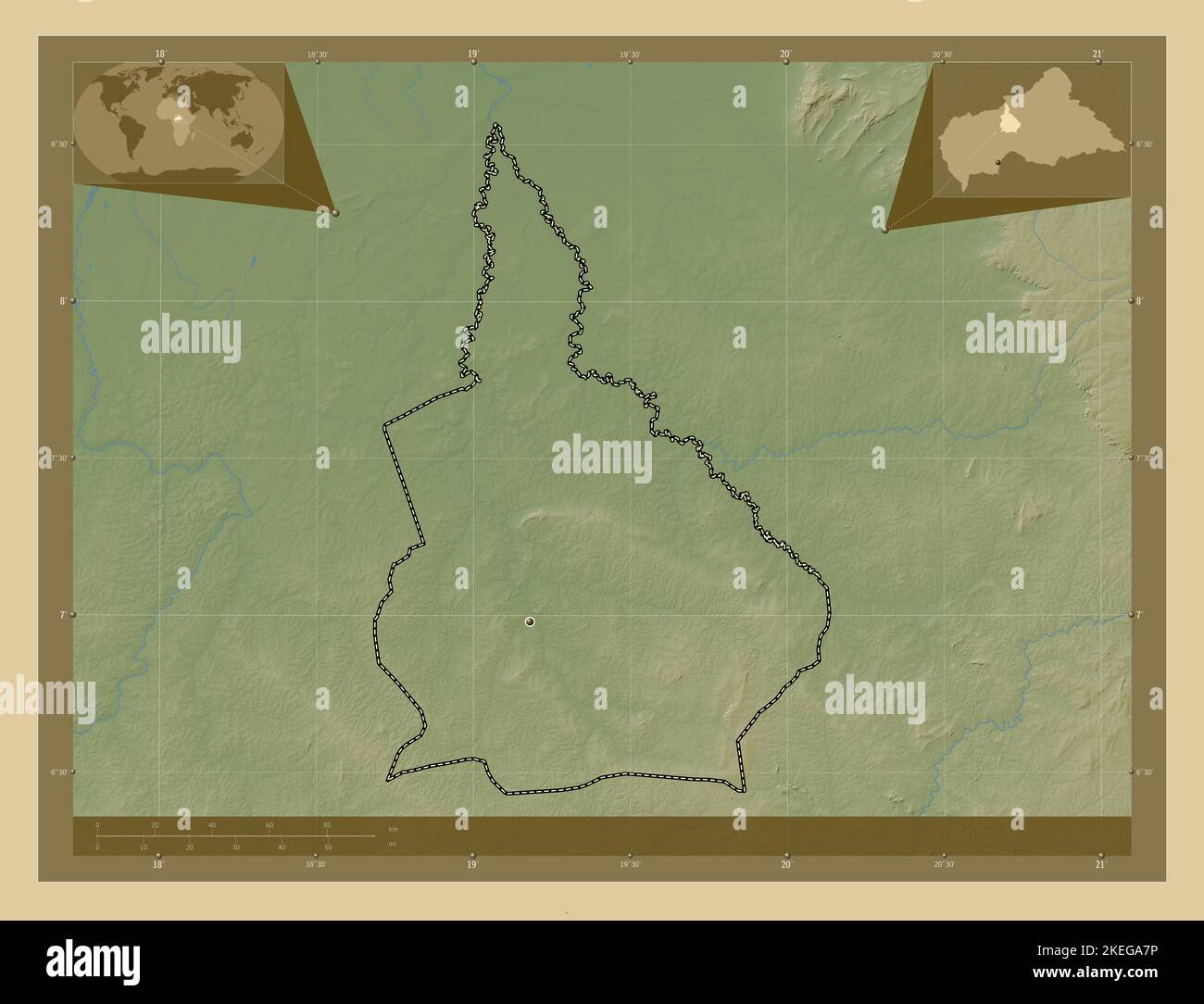 Nana-Grebizi, economic prefecture of Central African Republic. Colored ...