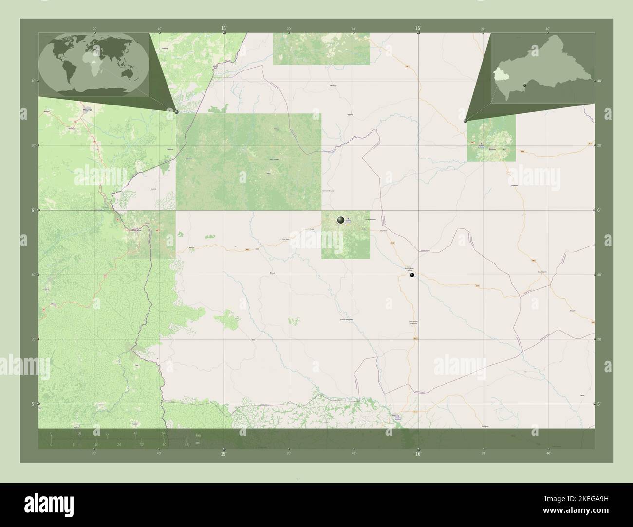 Nana-Mambere, prefecture of Central African Republic. Open Street Map ...