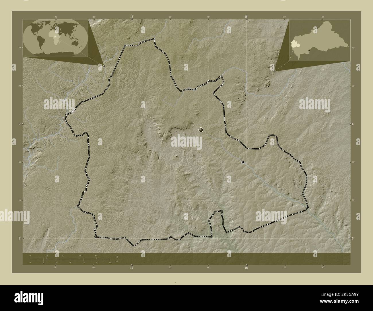 Nana-Mambere, prefecture of Central African Republic. Elevation map ...