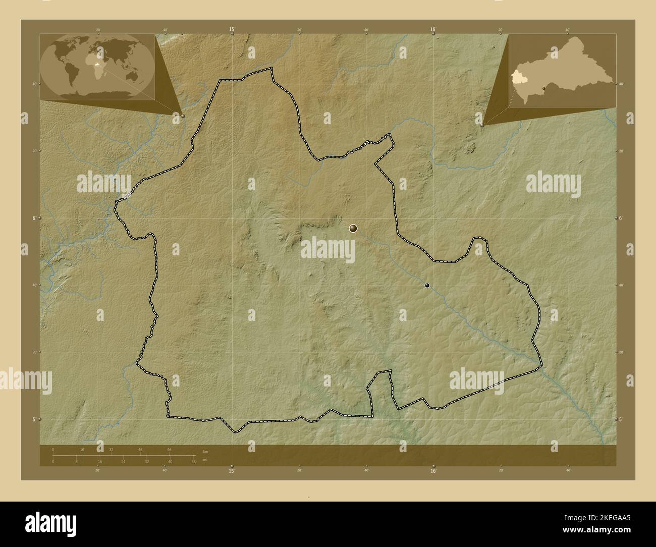 Nana-Mambere, prefecture of Central African Republic. Colored elevation ...