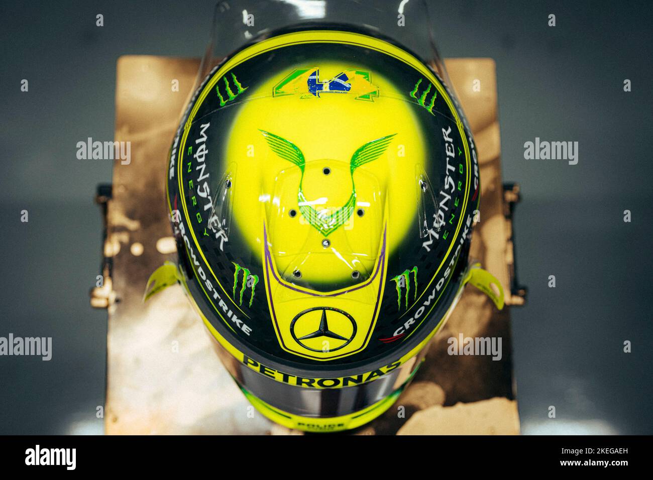 Sao Paulo, Brazil. 10th Nov, 2022. Helmet of #44 Lewis Hamilton (GBR ...