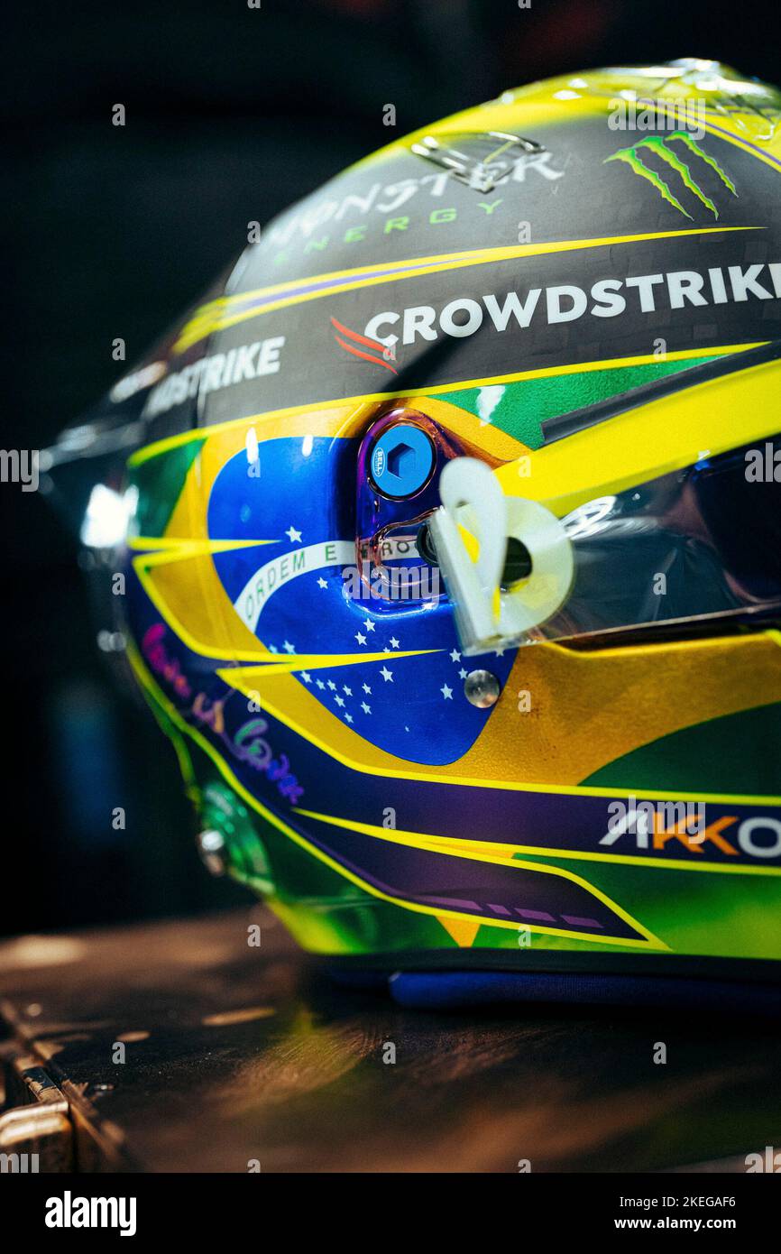 Sao Paulo, Brazil. 10th Nov, 2022. Helmet of #44 Lewis Hamilton (GBR ...