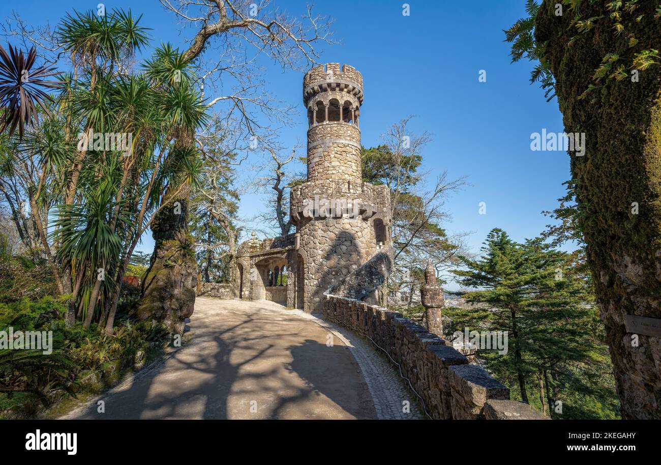 Regaleira Tower at Quinta da Regaleira - Sintra, Portugal Stock Photo ...