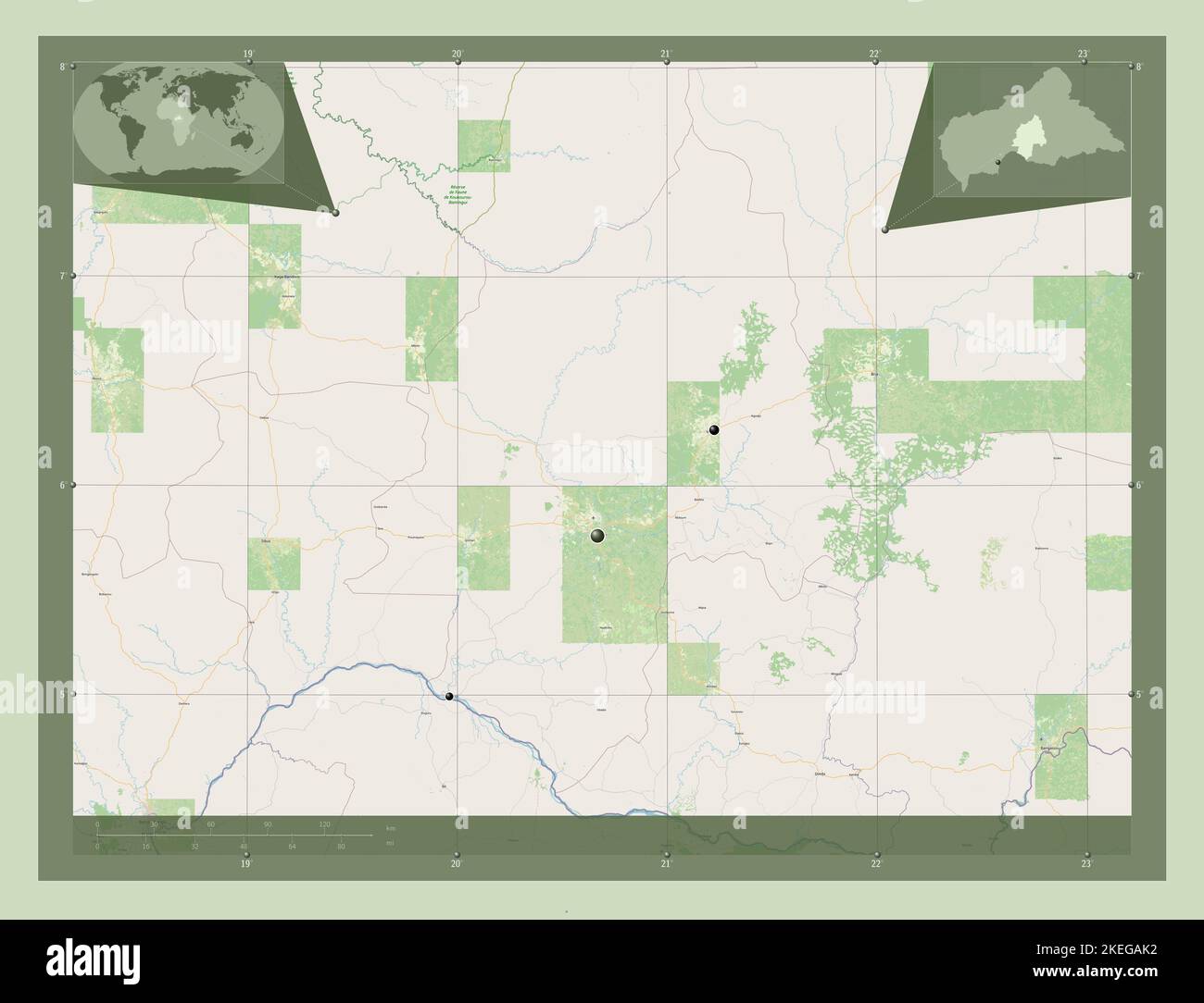 Ouaka, prefecture of Central African Republic. Open Street Map ...