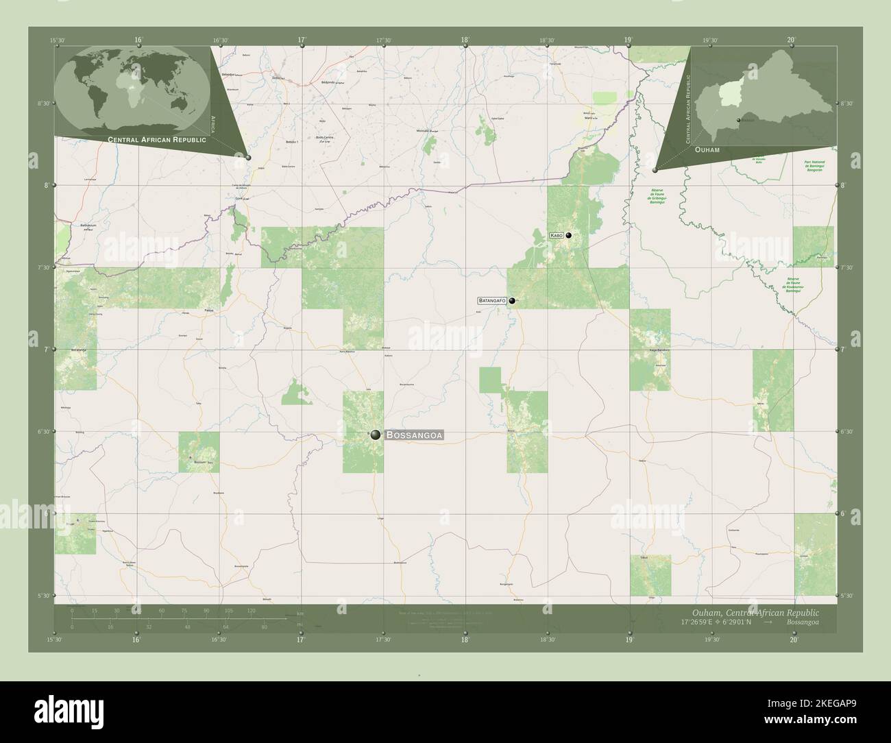 Ouham, prefecture of Central African Republic. Open Street Map ...
