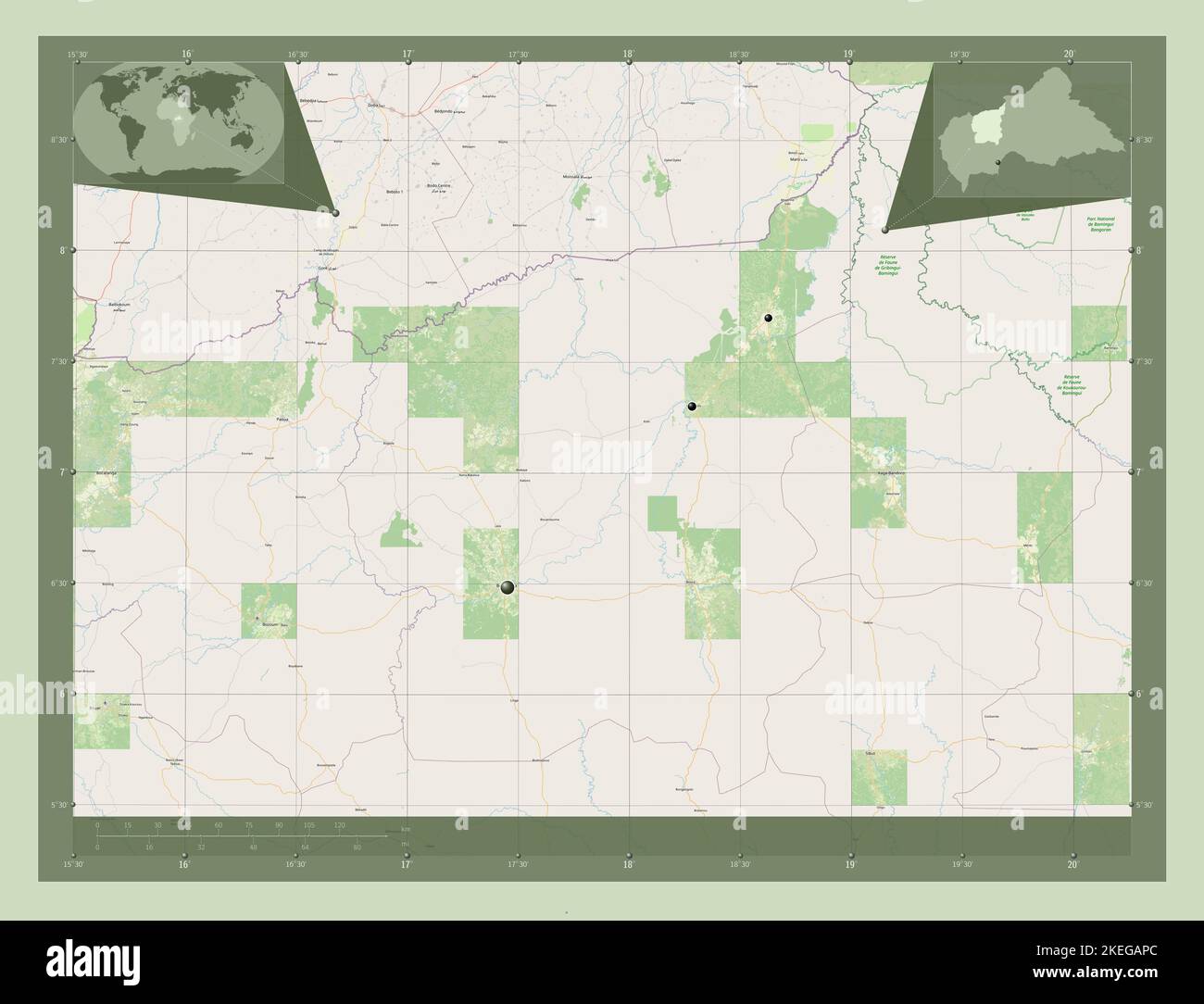 Ouham, prefecture of Central African Republic. Open Street Map ...