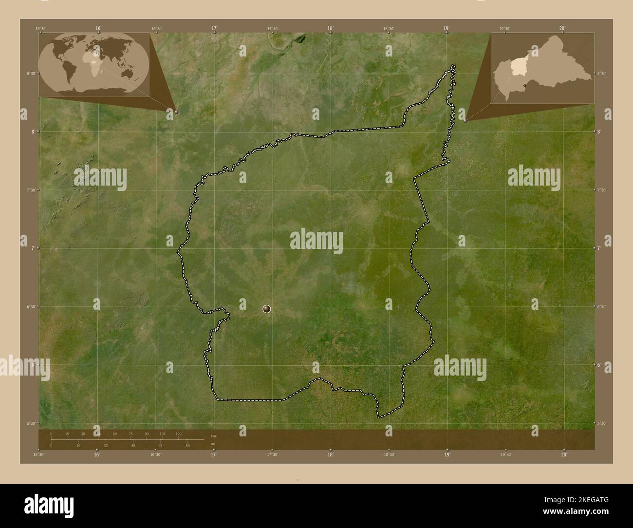 Ouham, prefecture of Central African Republic. Low resolution satellite ...