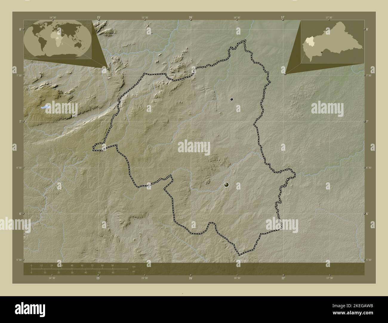 Ouham-Pende, prefecture of Central African Republic. Elevation map ...