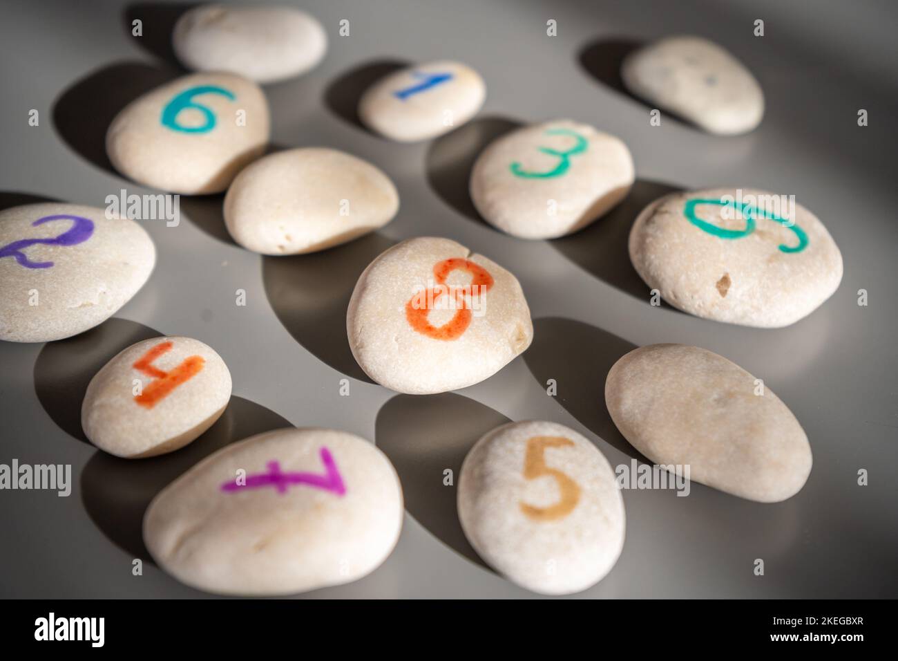 Colorful stones signed by numbers, an alternative method of children ...