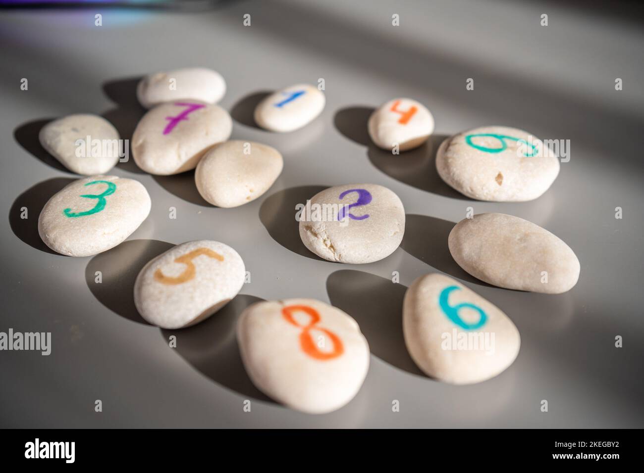 Colorful stones signed by numbers, an alternative method of children ...