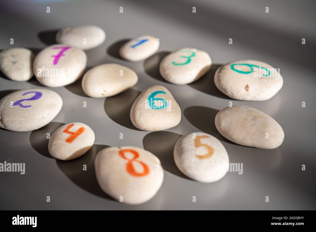Colorful stones signed by numbers, an alternative method of children ...