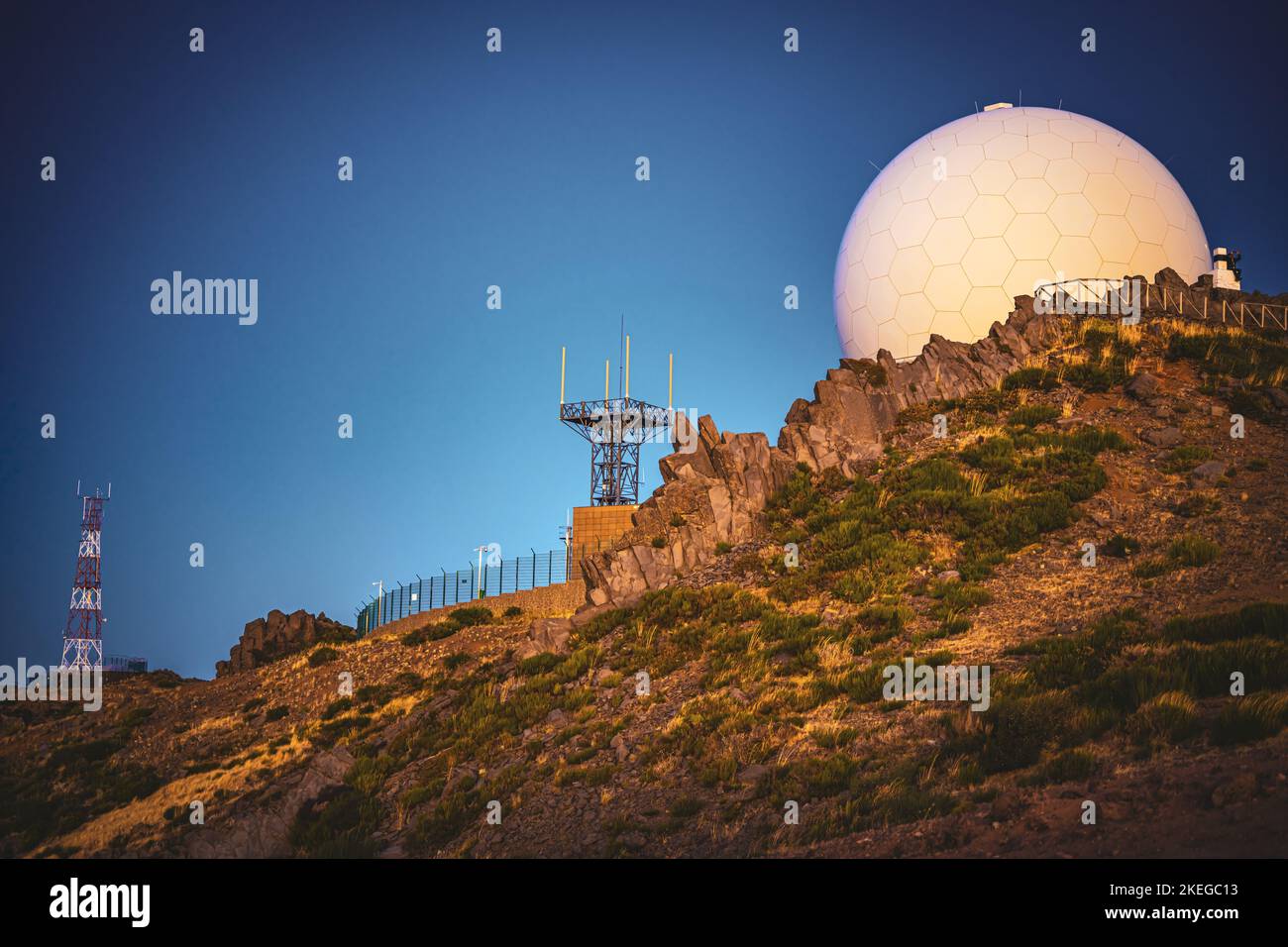 Description: View on observatory during the dusk atmosphere from Pico ...