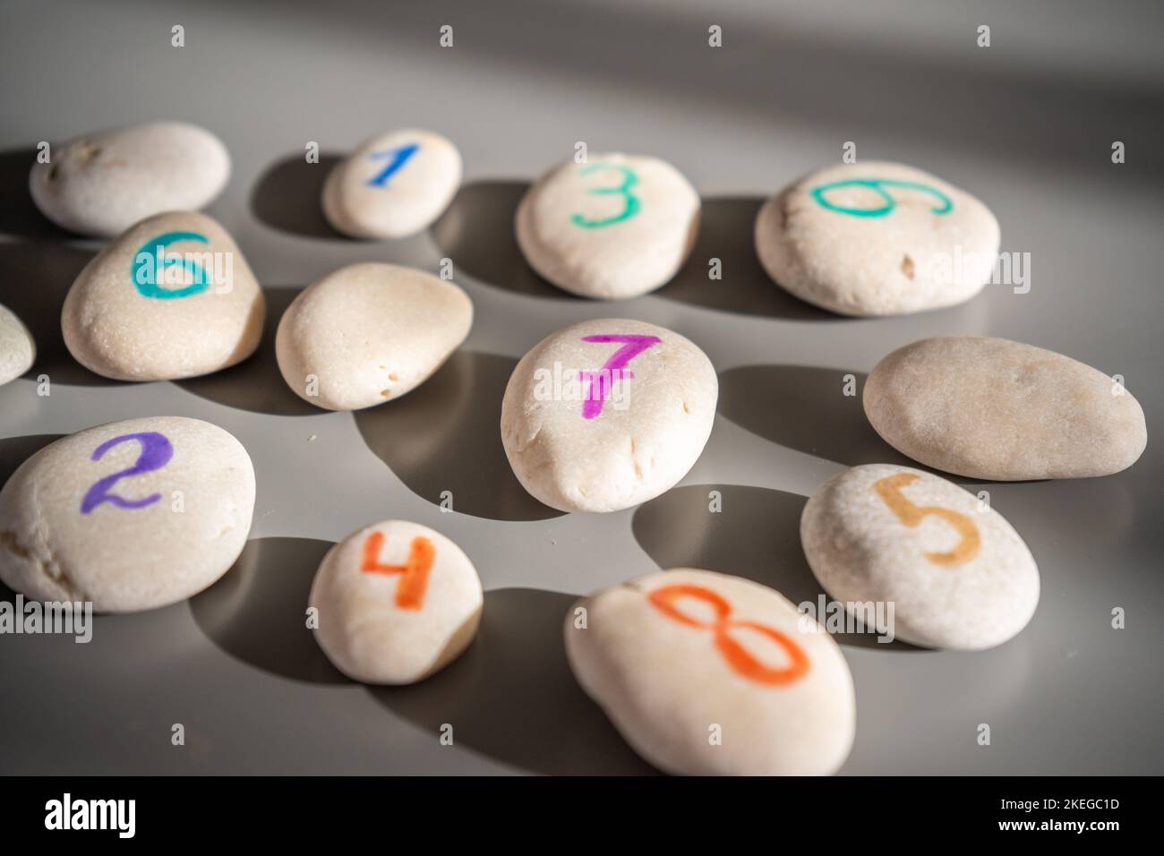 Colorful stones signed by numbers, an alternative method of children ...