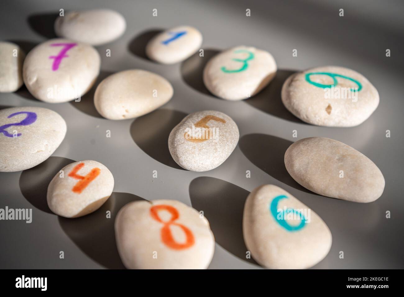 Colorful stones signed by numbers, an alternative method of children ...