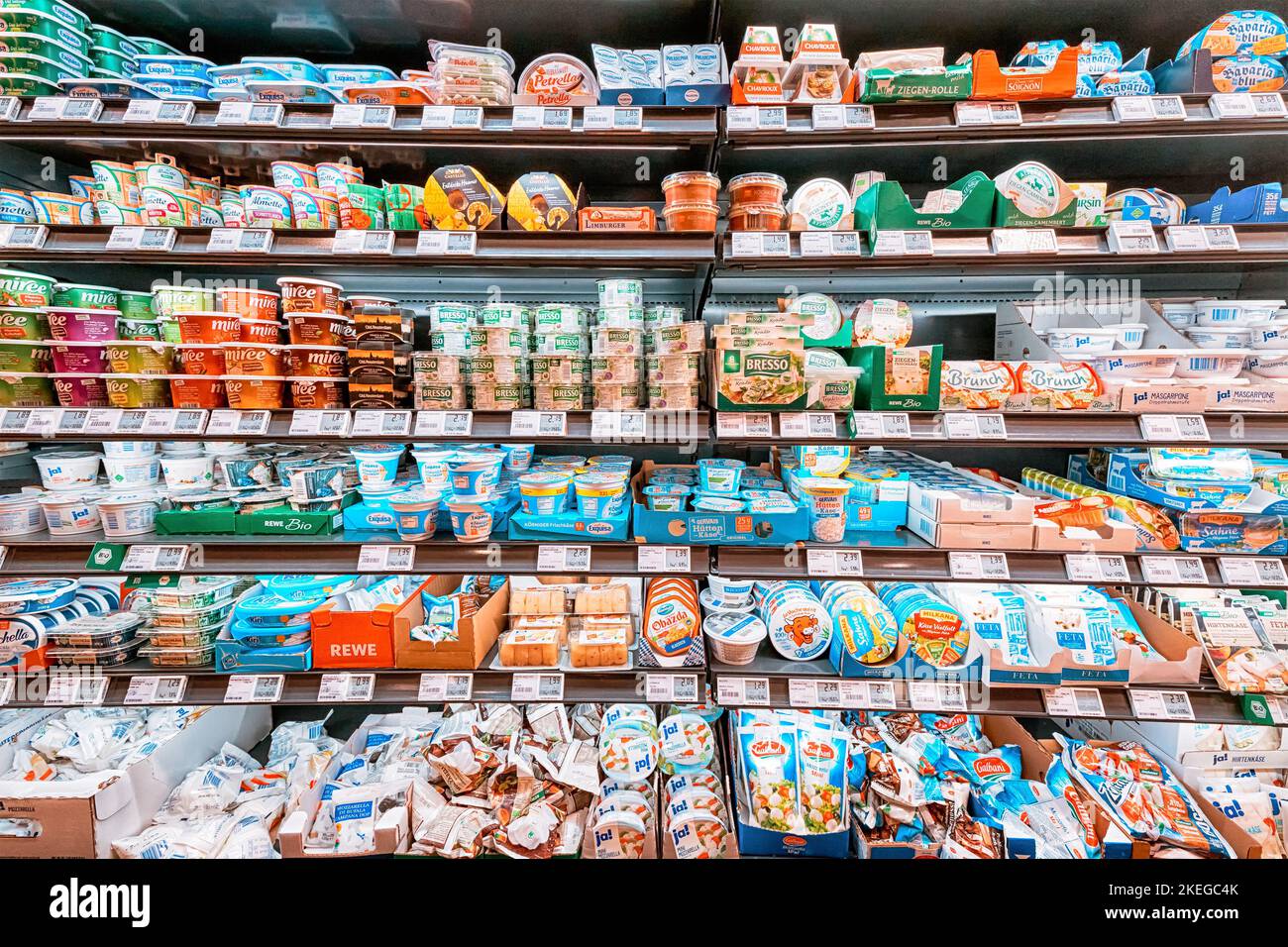 25 July 2022, Munster, Germany: Dairy and milk products and yoghurt ...