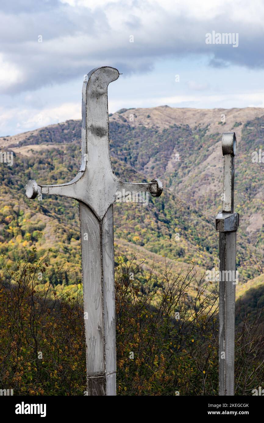 Giant swards of Didgori battle monument, famous travel landmark of ...