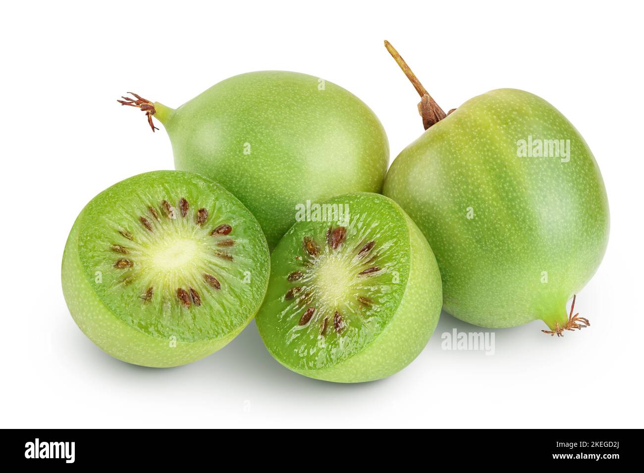 mini kiwi baby fruit or actinidia arguta isolated on white background ...