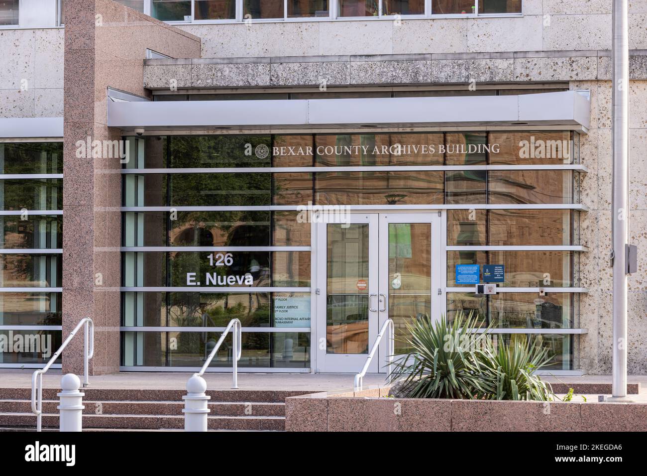 Entrance of Bexar County Archives Building in downtown San Antonio ...