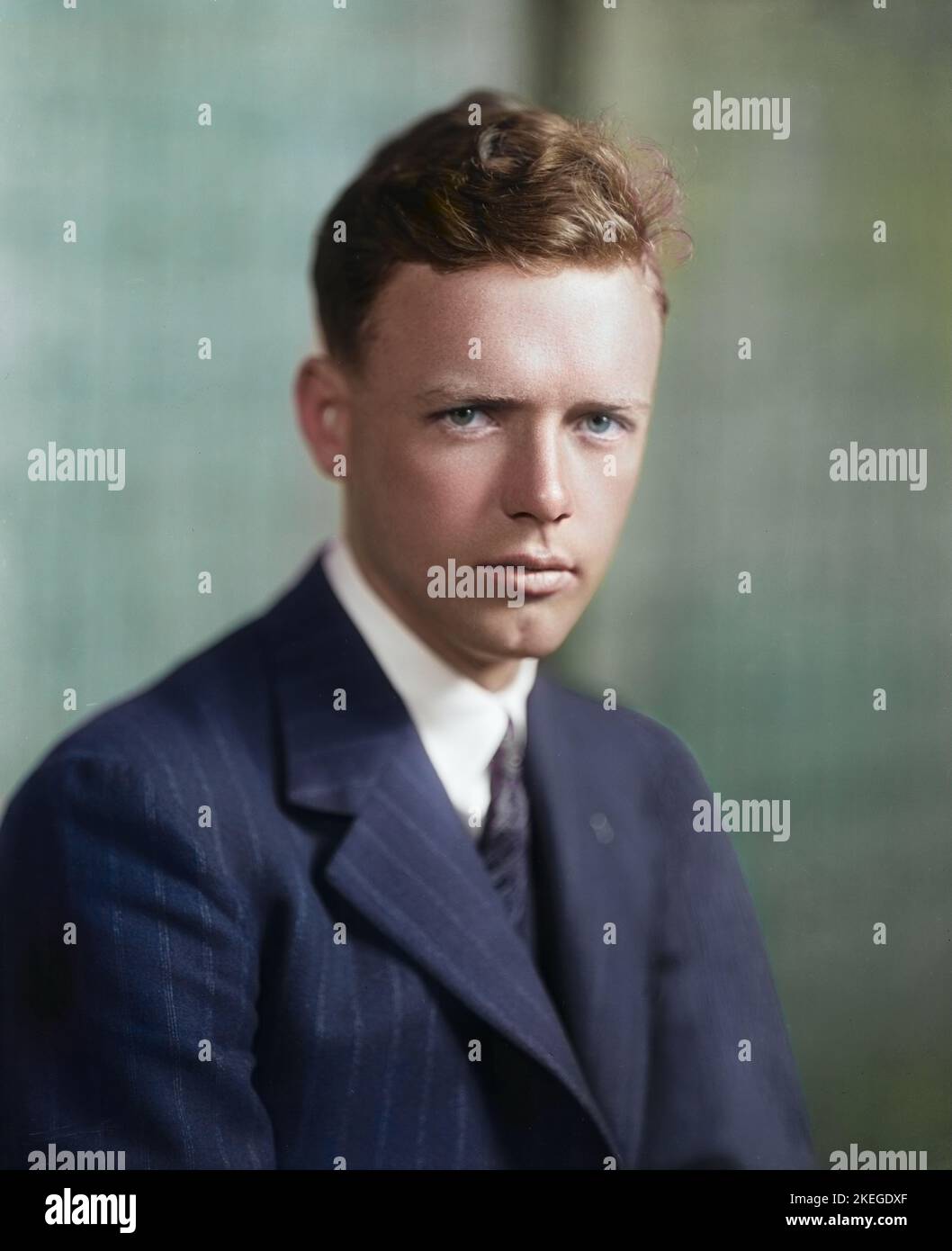 Portrait of CHARLES LINDBERGH, 1920s, colorized Stock Photo - Alamy