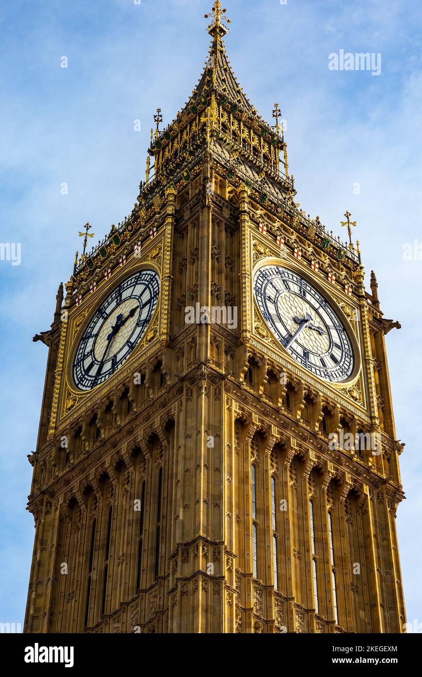 2 side of Big Ben aka The Queen Elizabeth CLock Tower, Parliament ...