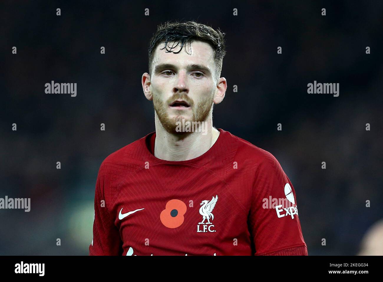 Liverpool, UK. 12th Nov, 2022. Andrew Robertson of Liverpool looks on ...