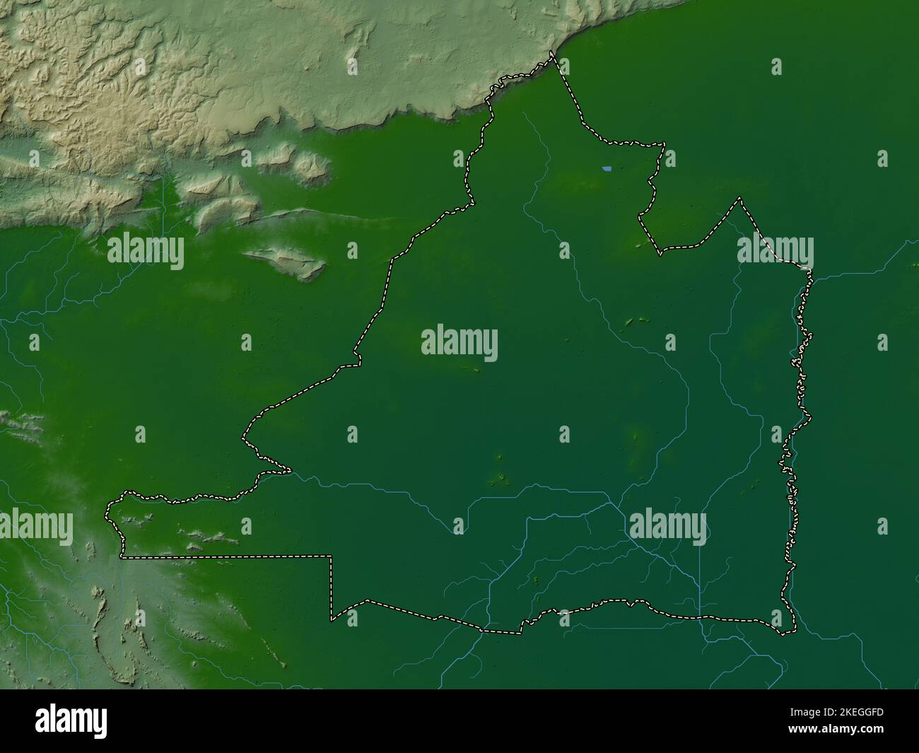 Banteay Meanchey, province of Cambodia. Colored elevation map with ...