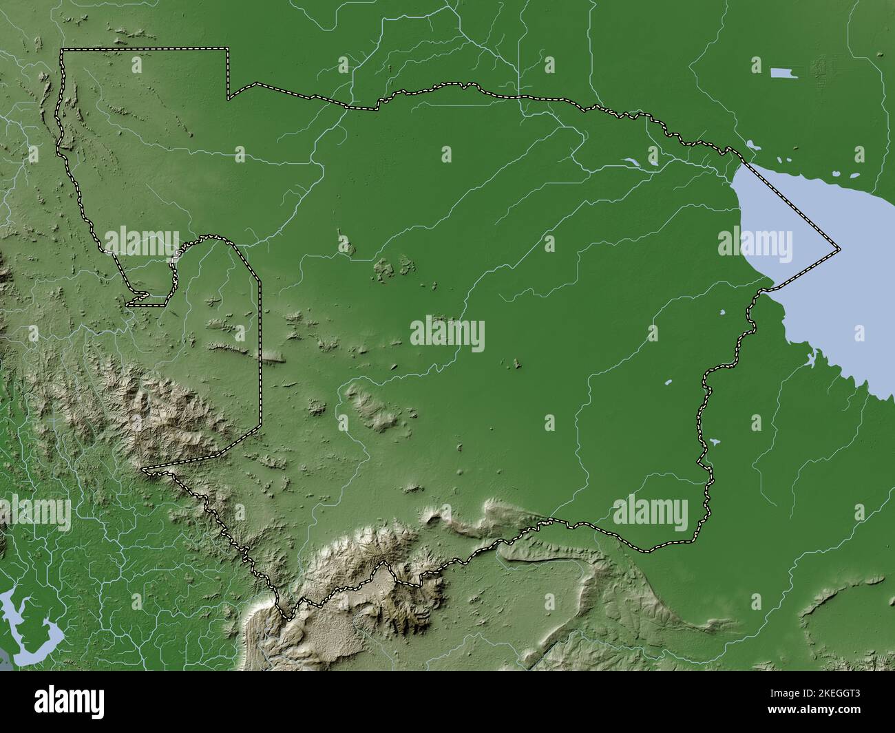 Batdambang, province of Cambodia. Elevation map colored in wiki style ...
