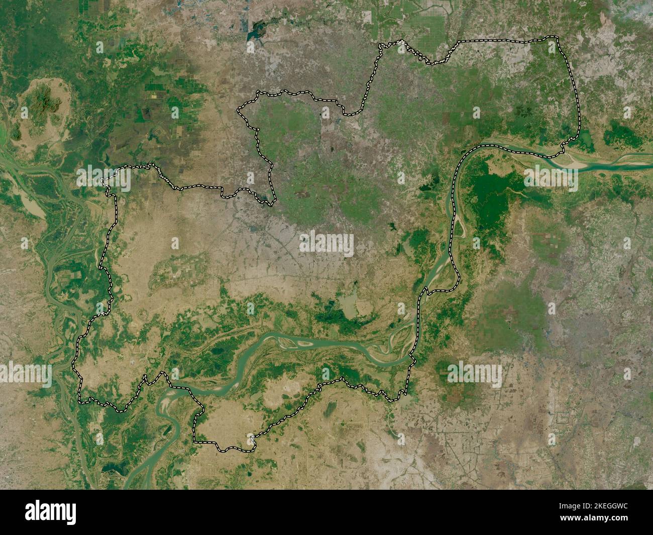 Kampong Cham, province of Cambodia. High resolution satellite map Stock ...
