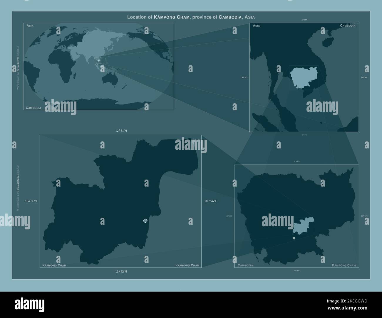 Kampong Cham, province of Cambodia. Diagram showing the location of the ...