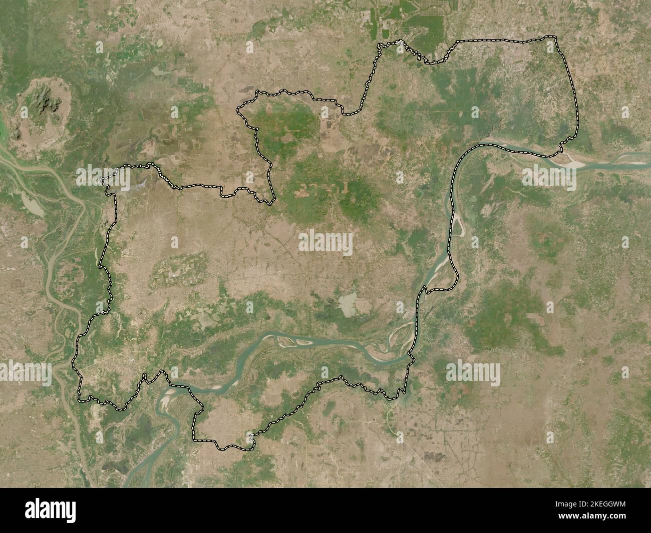 Kampong Cham, province of Cambodia. Low resolution satellite map Stock ...
