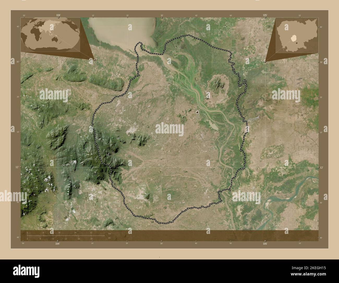 Kampong Chhnang, province of Cambodia. Low resolution satellite map ...