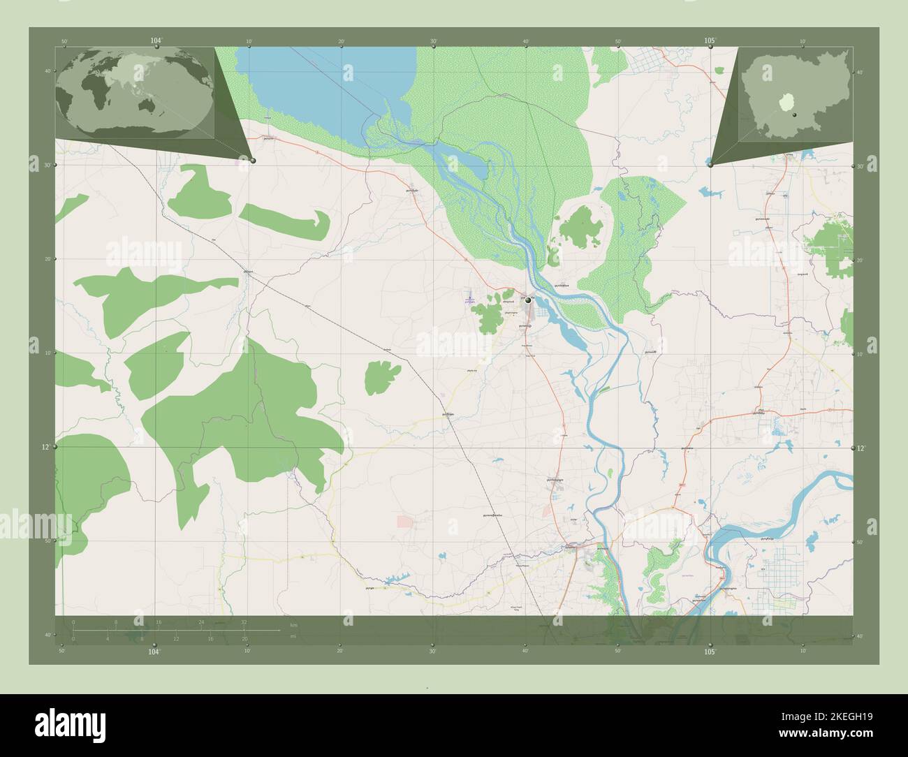 Kampong Chhnang, province of Cambodia. Open Street Map. Locations of ...