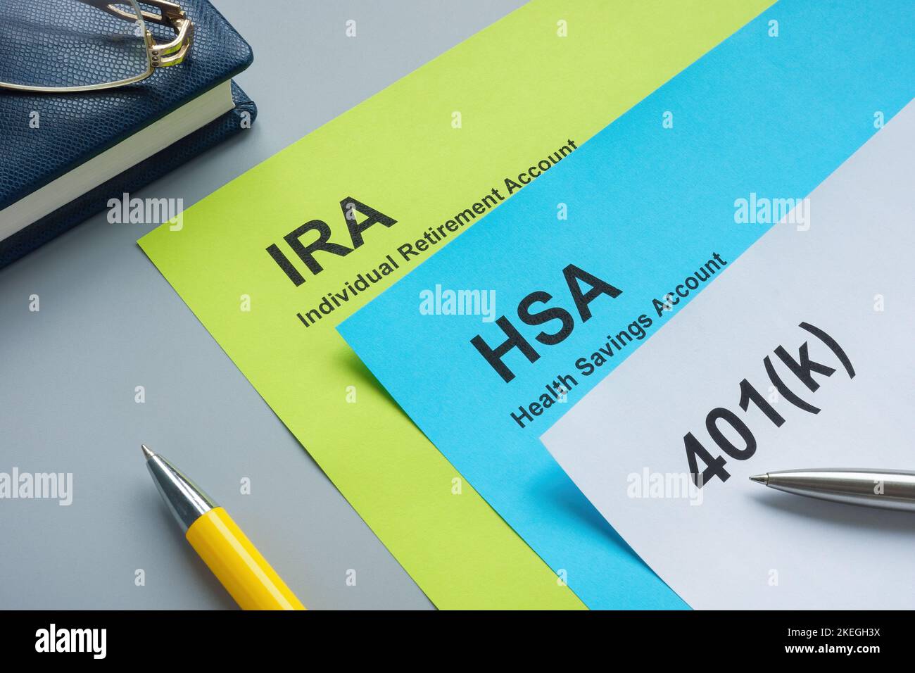 Papers about IRA, HSA and 401k plan on the desk Stock Photo - Alamy